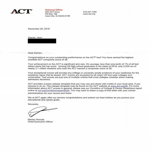 2016 12 28 Letter from ACT (perfect score) ADDRESS BLOTTED OUT | PDF