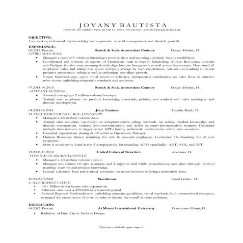 jb resume | DOCX | Sales | Business