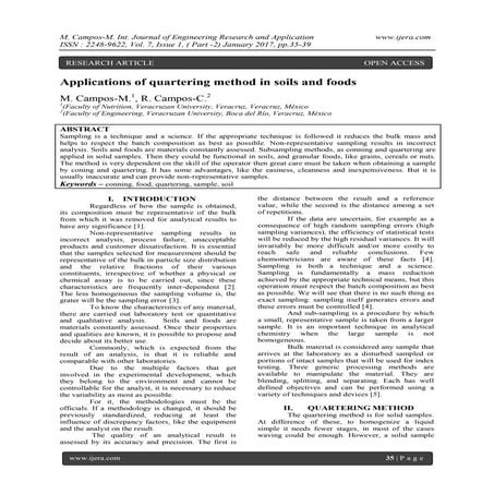 Applications of quartering method in soils and foods | PDF
