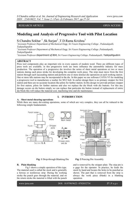 Design and Analysis of Progressive tool in Sheet metal manufacturing | PDF