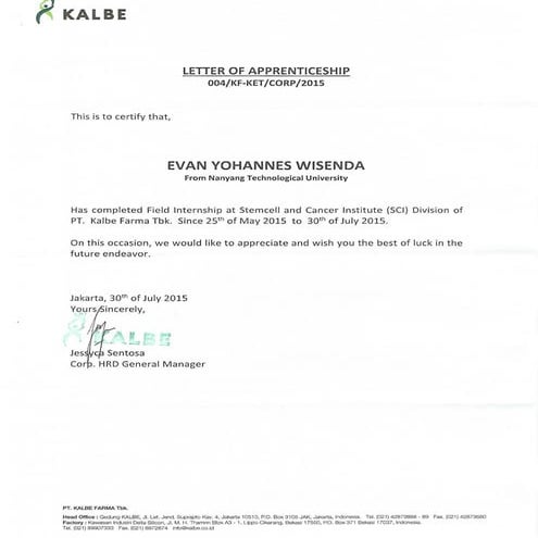 Letter of Apprenticeship | PDF