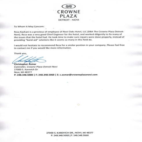 Letter of Recomendation From Chris Asmar | PDF