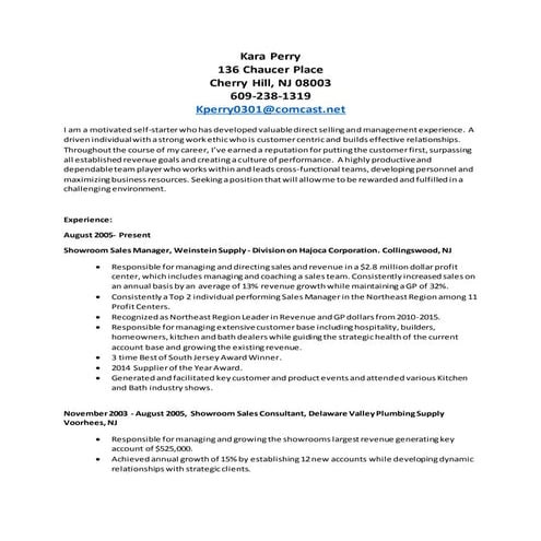 Kara Perry | DOCX | Sales | Business