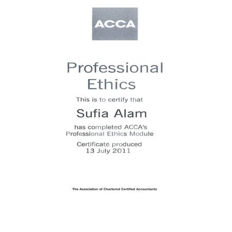 ACCA Certificate 2011 SUFIA | PDF