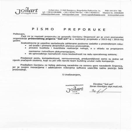 pismo preporuke Joilart-a | PDF