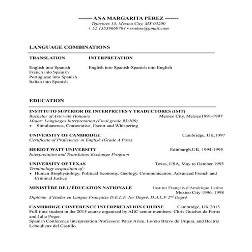 Resume Ana Margarita Perez-2 | PDF