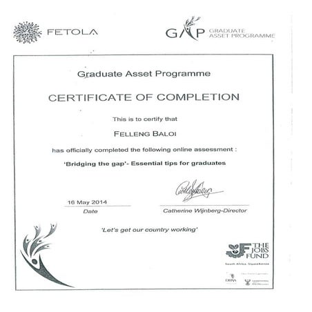 Bridging gap certificate | PDF