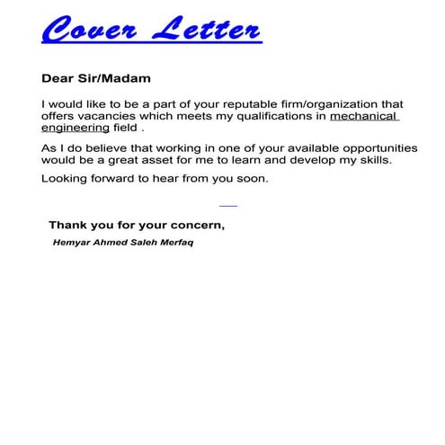 Fresher Resume | DOCX