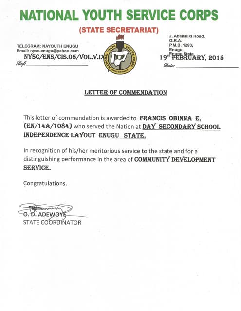 NYSC Letter | PDF