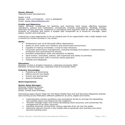 Samer Alloush Resume | DOC | Sales | Business