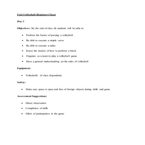 Volleyball day 2 beginner | PDF