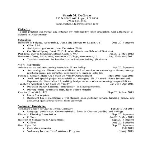 DeGraw, Sarah Resume | PDF