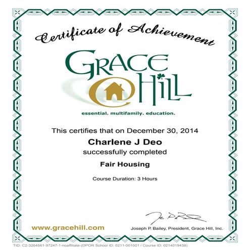 Fair Housing certificate | PDF