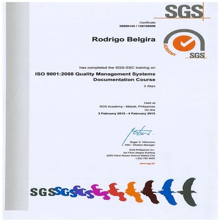 SGS Quality Documentation Course | PDF