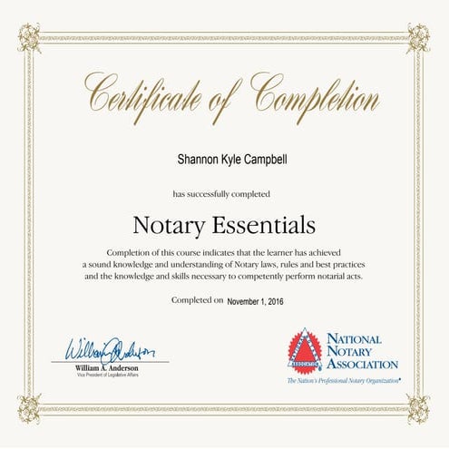 Notary Essentials Training Certificate | PPT