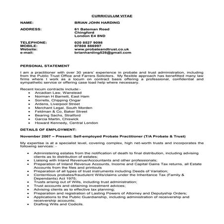 Brian - CV - Probate at 2015 | DOC