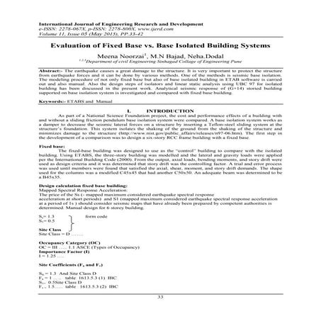 Evaluation of Fixed Base vs. Base Isolated Building Systems | PDF