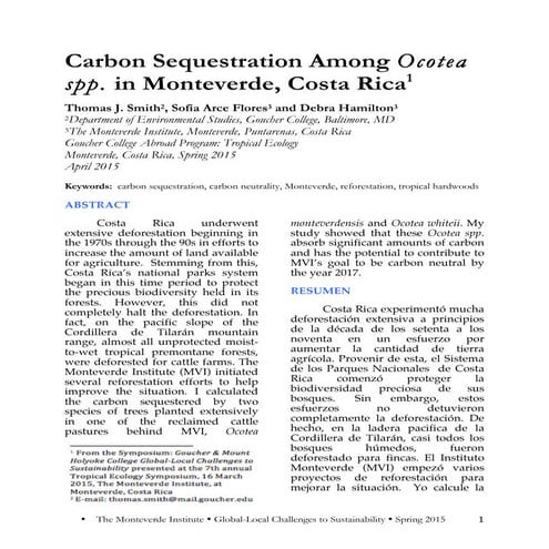 Thomas Smith Carbon Sequestration Among Ocotea Spp. | PDF