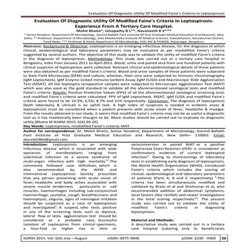 Modified Faine's criteria article- NJIRM | PDF