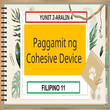 Cohesion Devices sa Filipino............ | PPTX