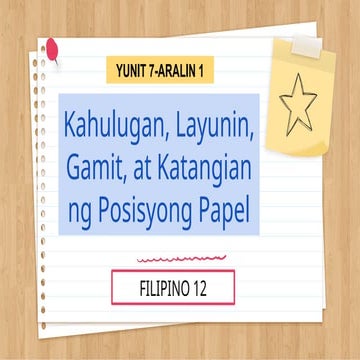 Posisyong Papel.Filipino sa Piling Larang pptx | PPTX