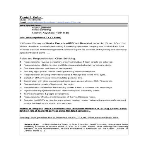 Resume of Kamlesh. | DOC