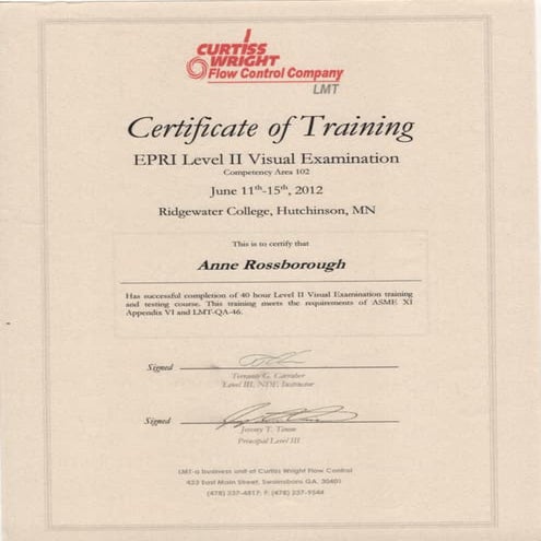 LMT VT Training Cert | PDF
