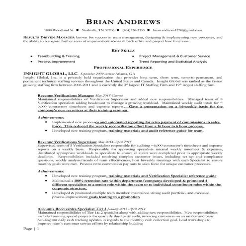 Brian Andrews Resume 2016 | DOC
