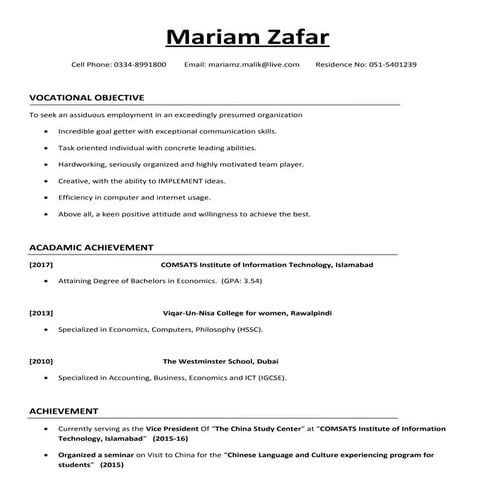 Mariam Zafar | DOC