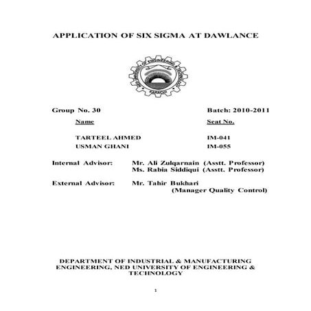 Implementation of Six Sigma | DOCX