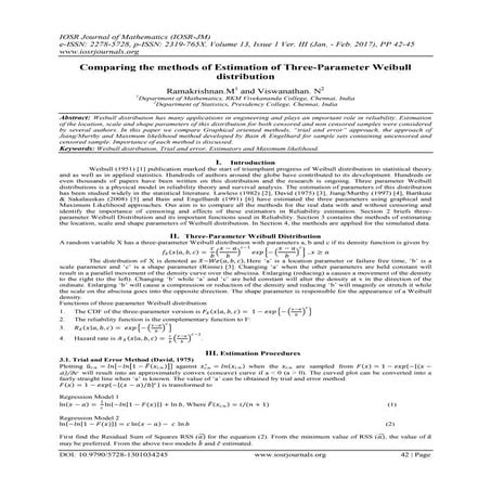 Comparing The Methods Of Estimation Of Three Parameter Weibull
