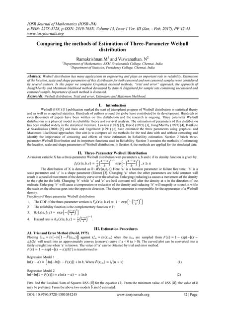 Comparing The Methods Of Estimation Of Three Parameter Weibull