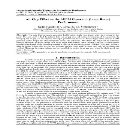 Air Gap Effect on the AFPM Generator (Inner Rotor) Performance | PDF