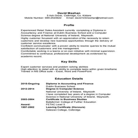 Cian Dillon CV | DOCX