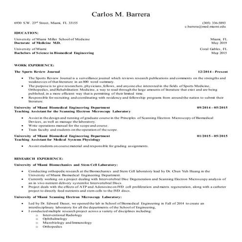 Carlos M. Barrera Resume | PDF