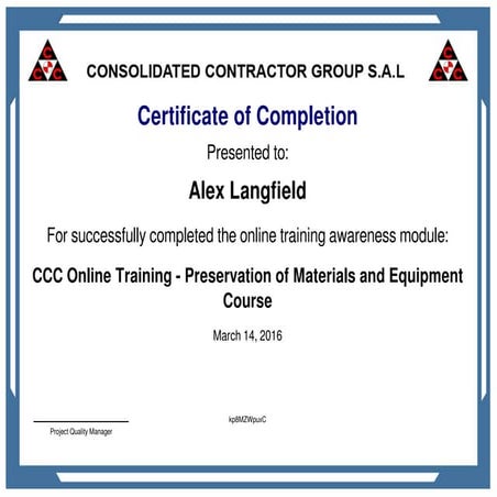 Materiels certificate | PDF