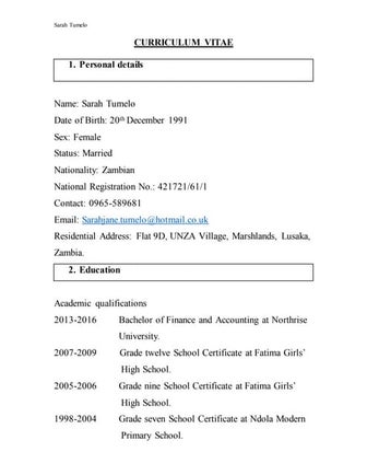 Luke Njovu CV | PDF
