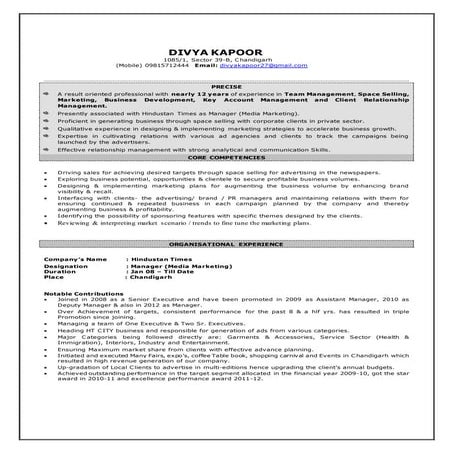 Divya Kapoor Resume | DOCX | Marketing and Advertising | Business