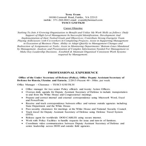 Terry Lee Evans Resume 9-2015 | DOCX
