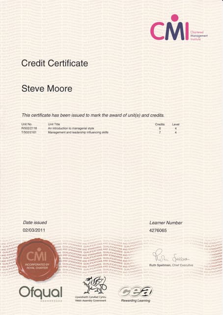 HNC Achievement Certificate page 2 | PDF