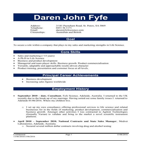 D Fyfe CV AU 6_16 | PDF