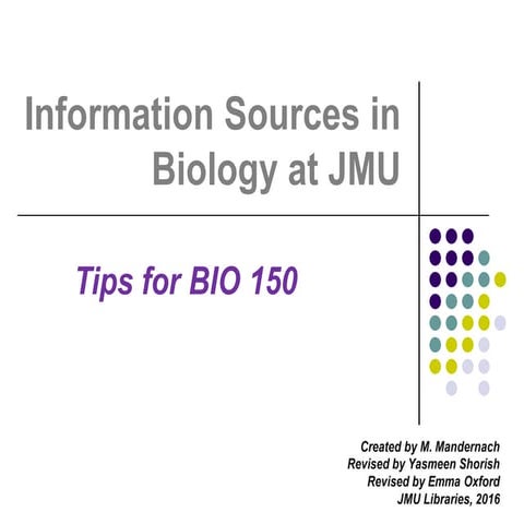 Bio 150 Information Sources in Biology | PPTX