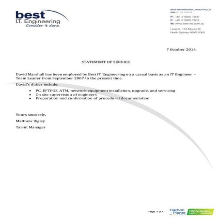 Statement of service | DOCX