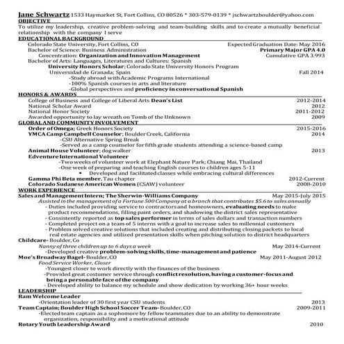 Sarah Smith resume 2016 | DOCX