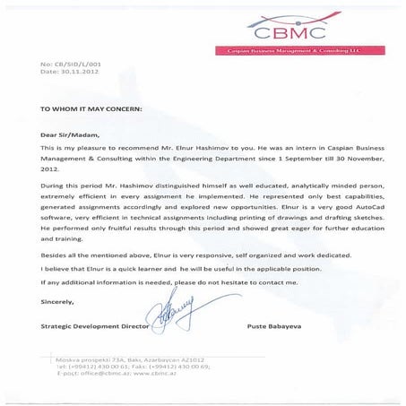 Reccomendation from CBMC Puste Babayeva | PDF