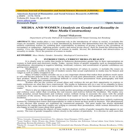 MEDIA AND WOMEN (Analysis on Gender and Sexuality in Mass Media ...