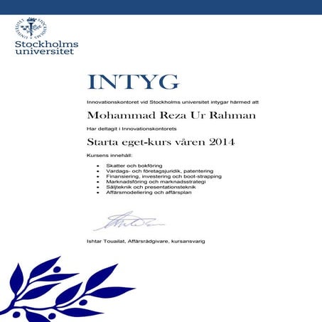 Intyg Starta Eget | PDF