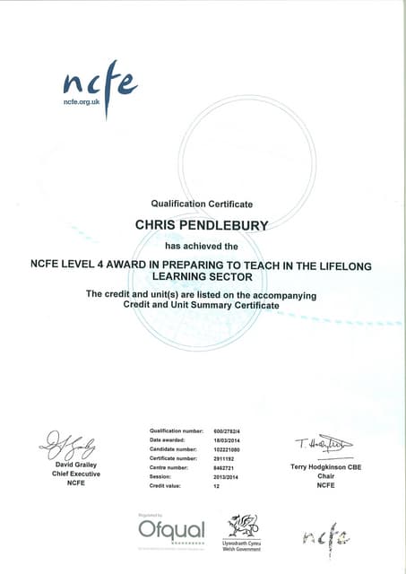 PTLLS Certificate p1 | PDF