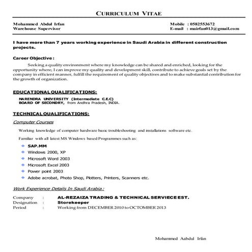 CURRICULUM VITAE | DOCX | Logistics | Business