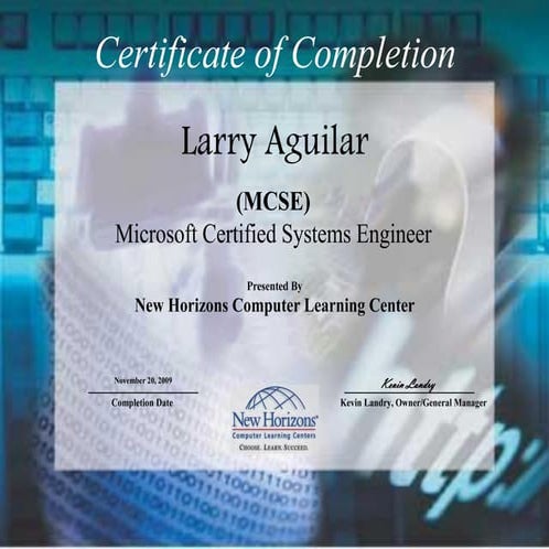 MCSE Certificate Of Completion | PDF